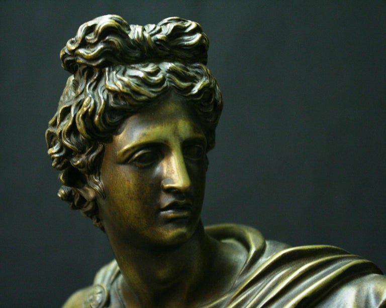 French Neoclassical Style Patinated Bronze, Apollo Belvedere at 1stDibs
