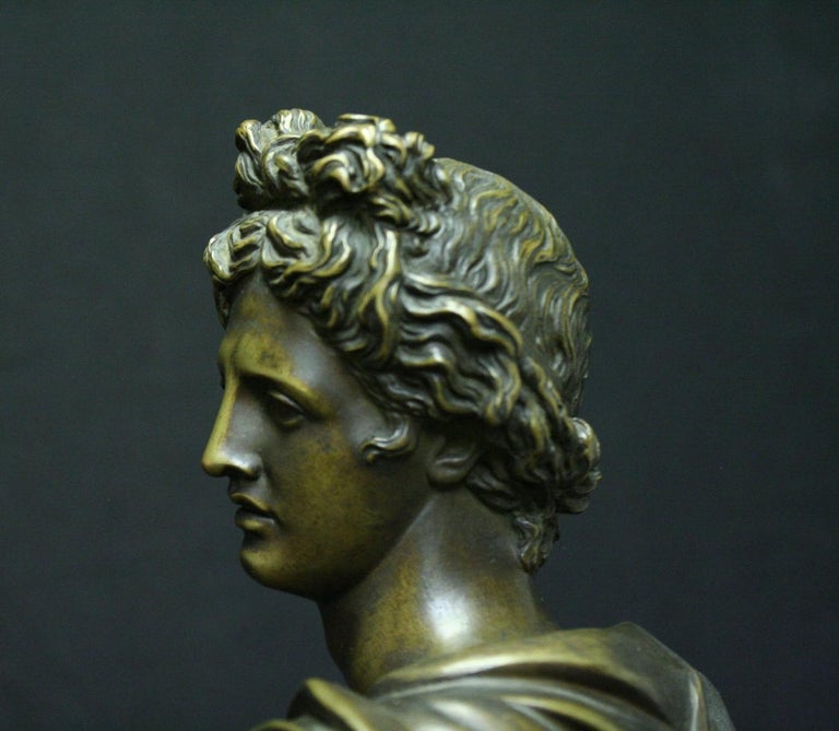 French Neoclassical Style Patinated Bronze, Apollo Belvedere at 1stDibs