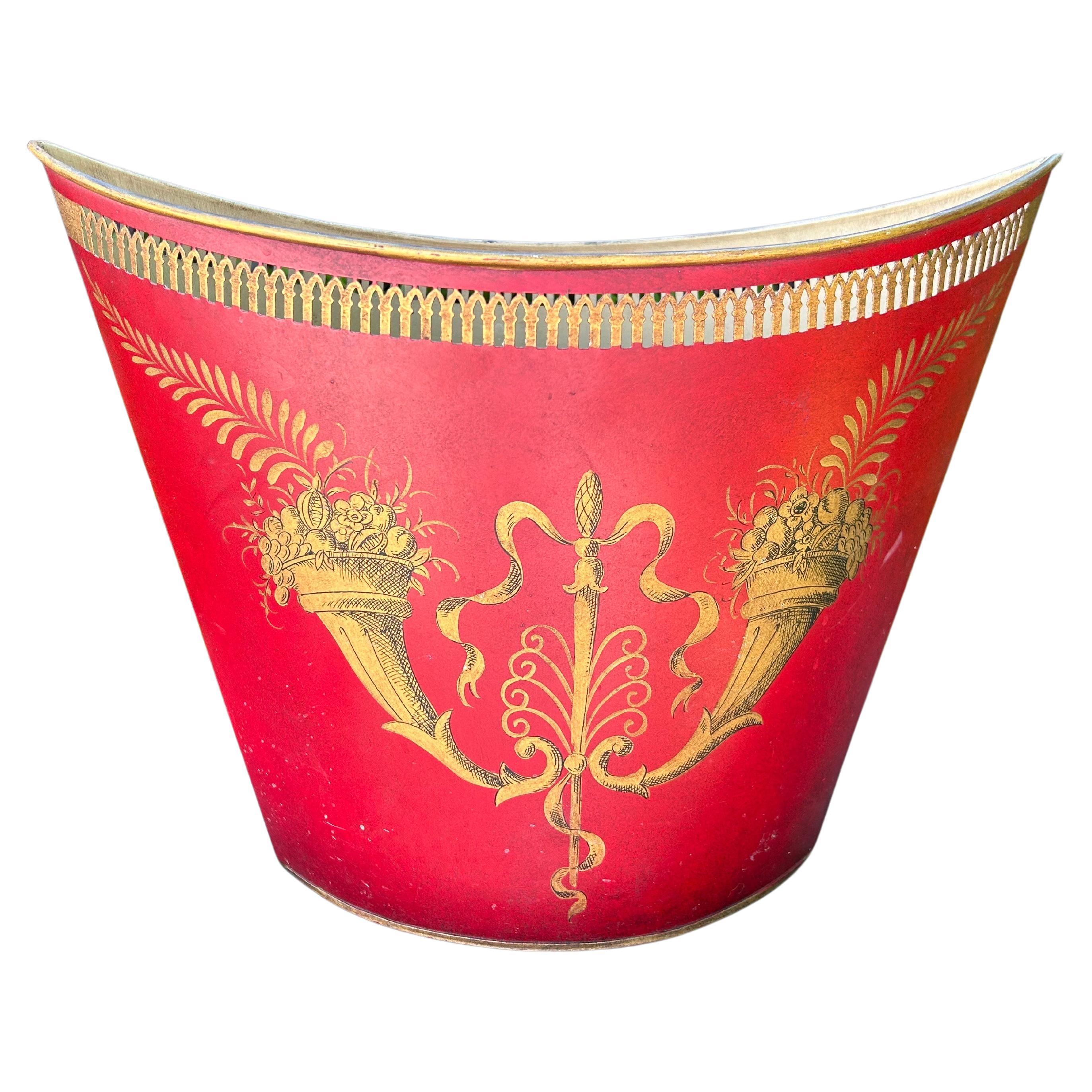 French Neoclassical Style Tole Wastebasket For Sale at 1stDibs