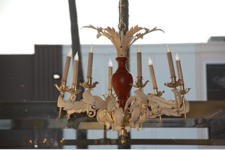 French Neoclassical Tole Chandelier For Sale at 1stDibs