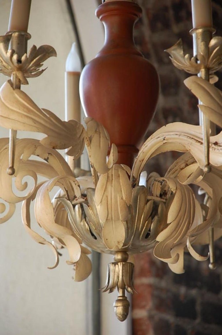 French Neoclassical Tole Chandelier For Sale at 1stDibs