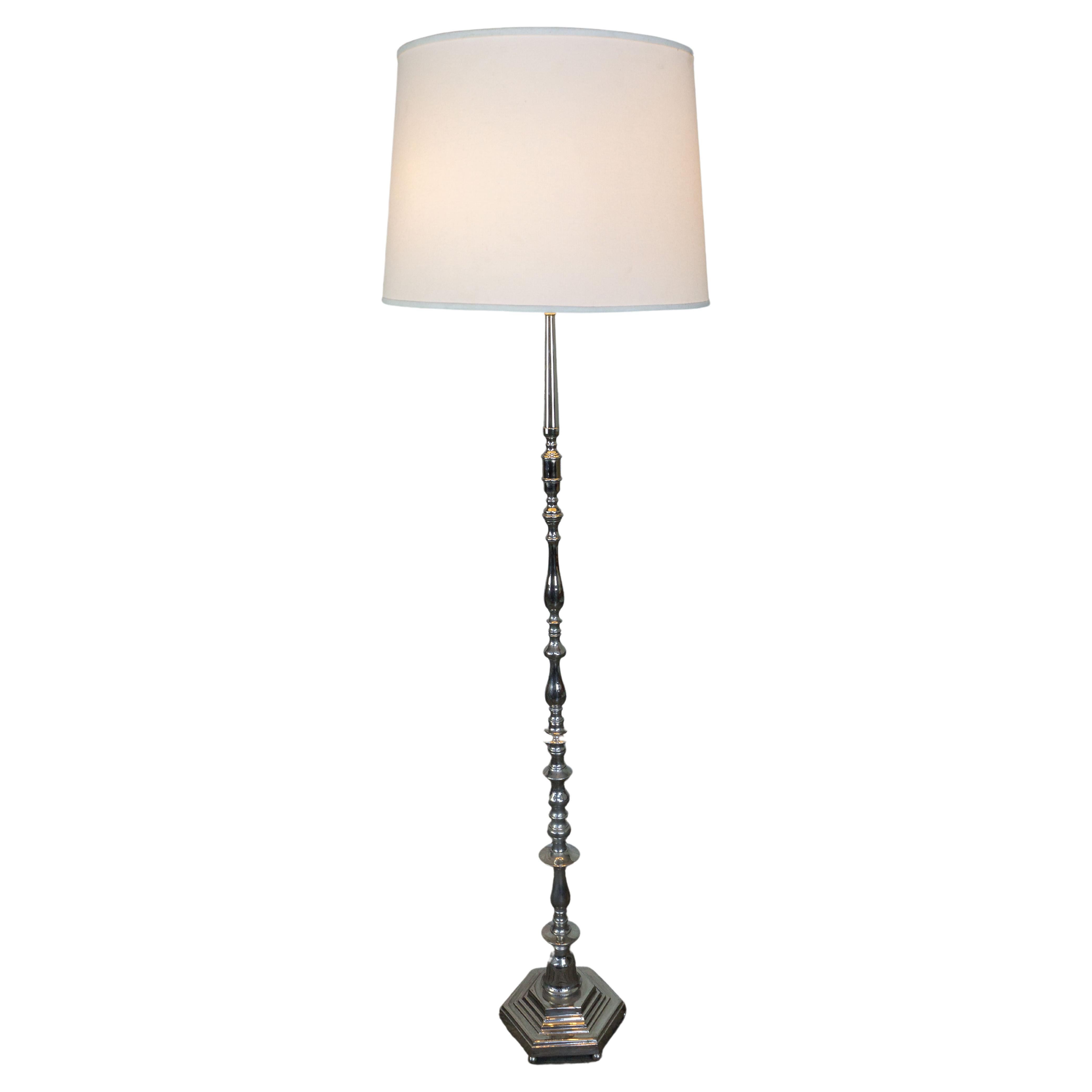 French Nickel-Plated Bronze Floor Lamp with Triangular Base For Sale at ...