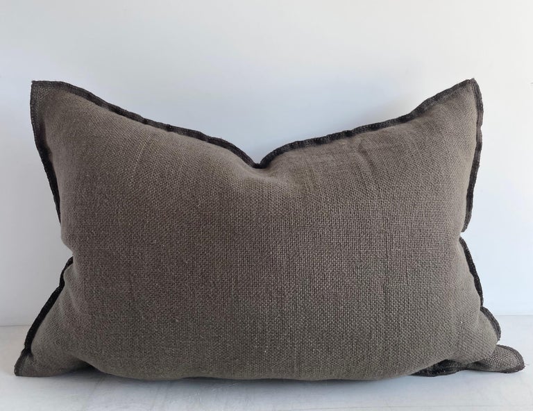 French Nubby Linen Accent Pillow For Sale at 1stDibs