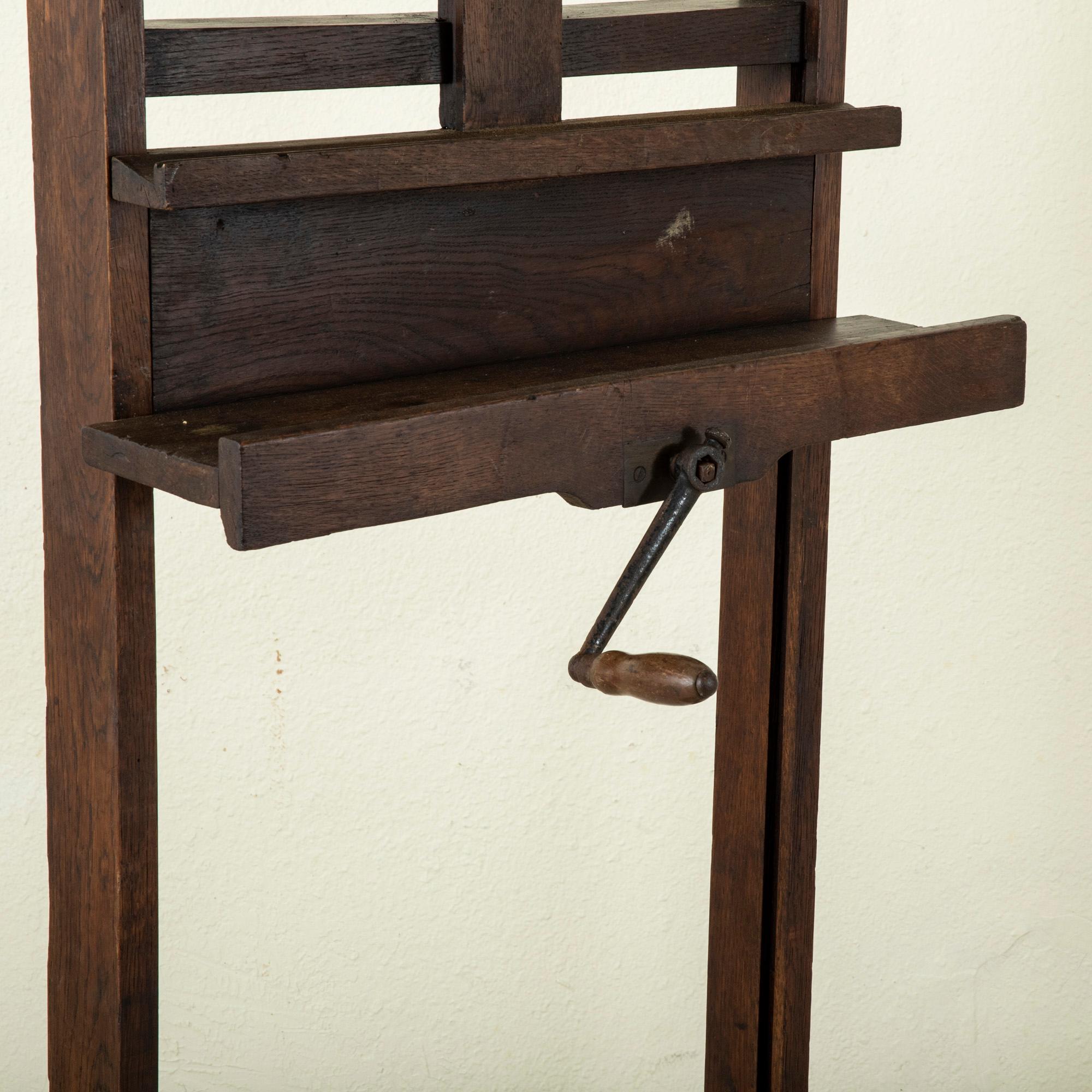 French Oak Adjustable Artist's Floor Easel with Crank Mechanism, c ...