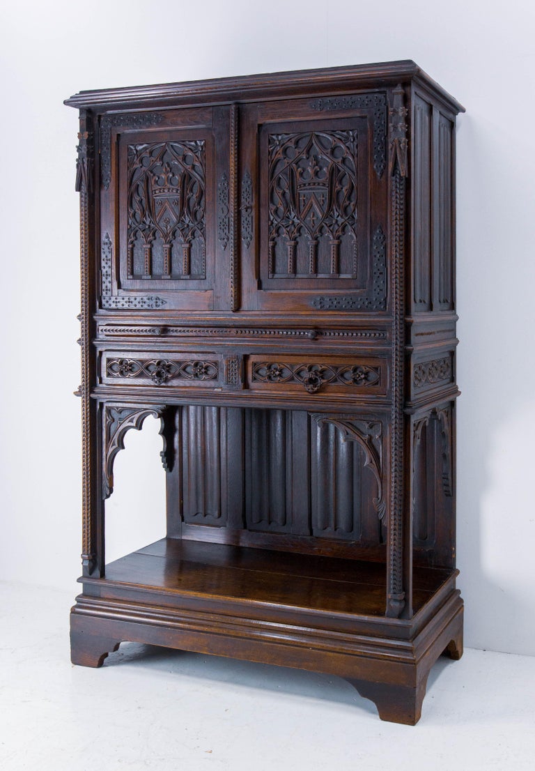 French Oak Cabinet Dressoir Buffet Gothic Revival, Late 19th Century at ...