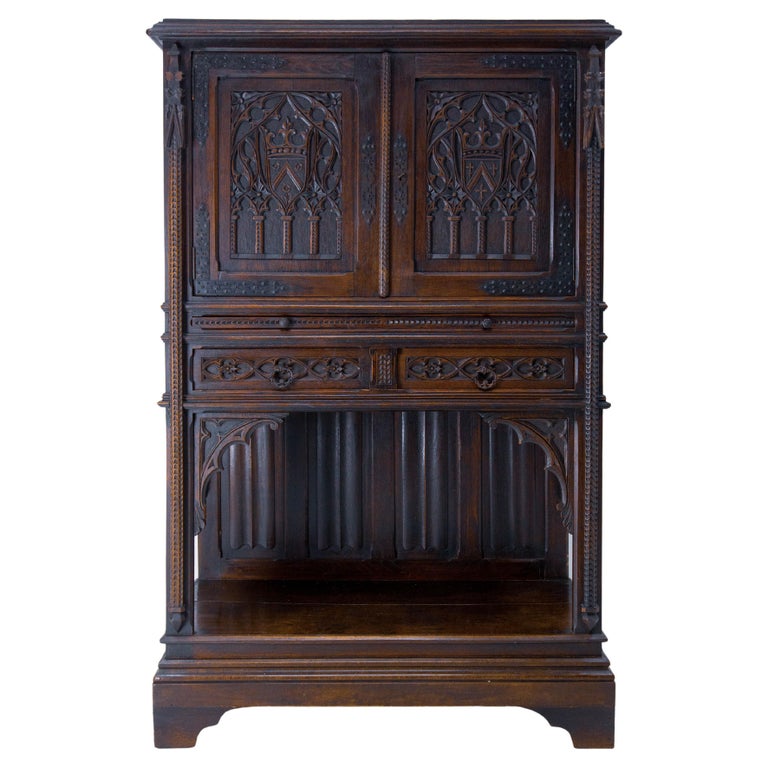 French Oak Cabinet Dressoir Buffet Gothic Revival, Late 19th Century at ...