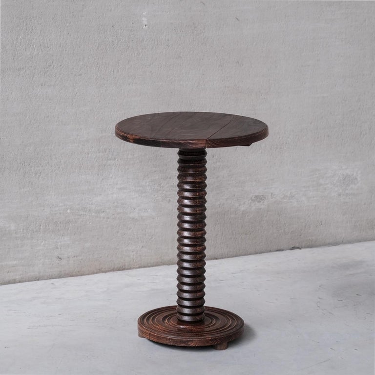 French Oak Deco Side Table in Manner of Dudouyt at 1stDibs