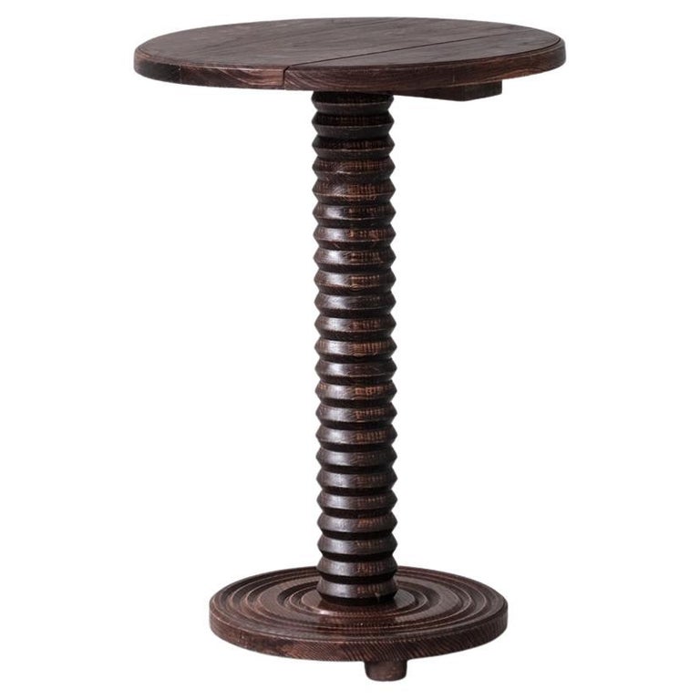 French Oak Deco Side Table in Manner of Dudouyt at 1stDibs