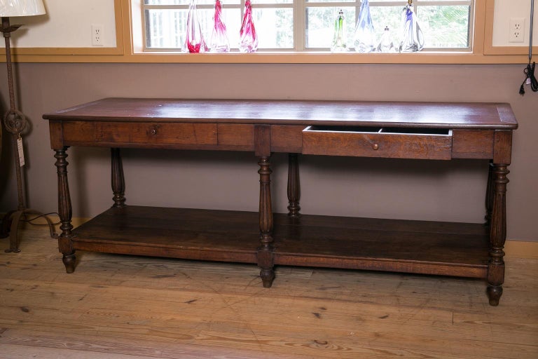 French Oak Drapery Table at 1stDibs