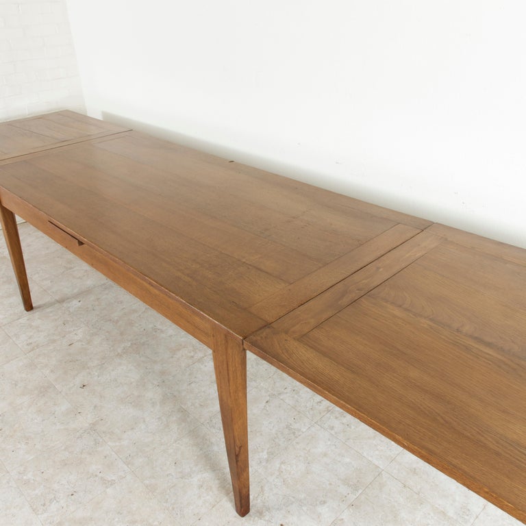 French Oak Farm Table with Two Draw Leaves, Seats Eight or Twelve Fully ...