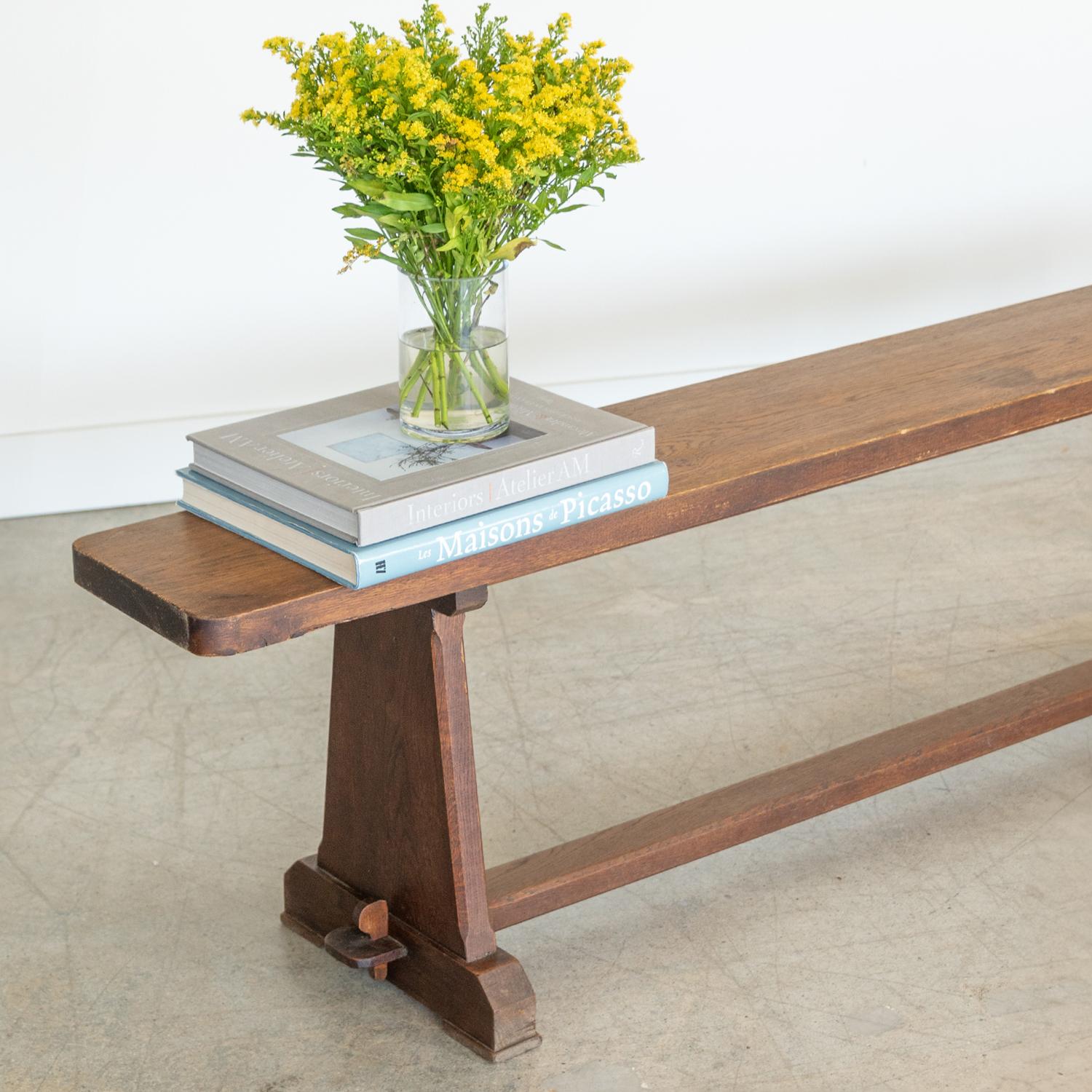 French Oak Trestle Bench For Sale at 1stDibs