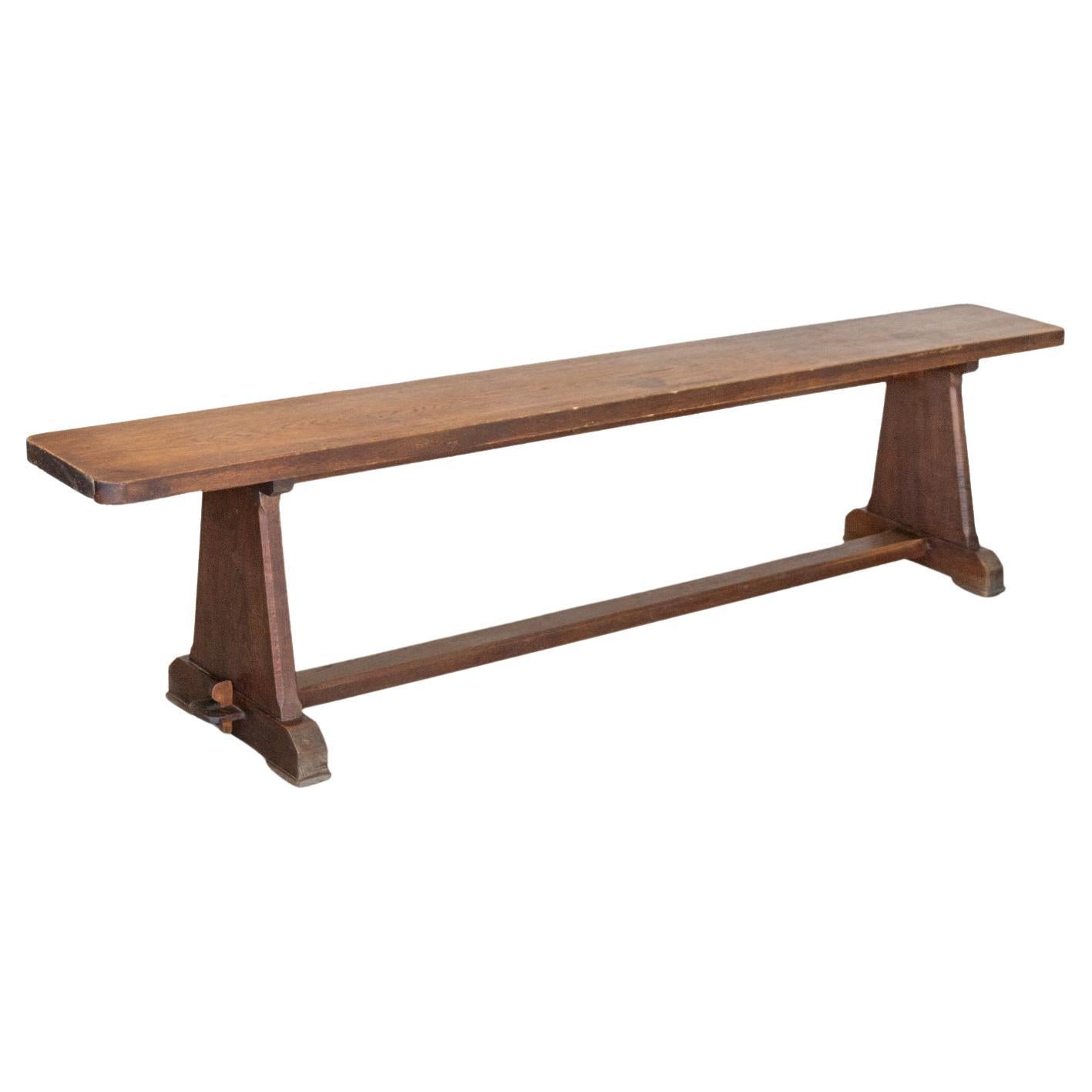 French Oak Trestle Bench For Sale at 1stDibs
