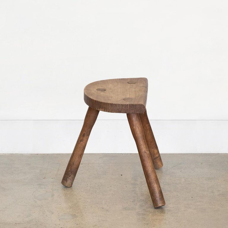 French Oak Wood Tripod Stool at 1stDibs