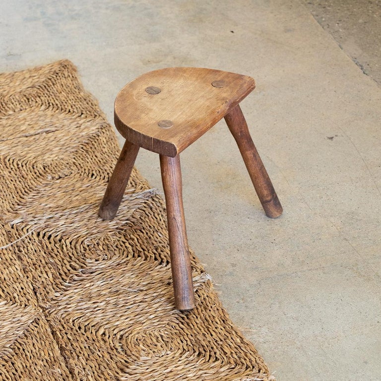 French Oak Wood Tripod Stool at 1stDibs
