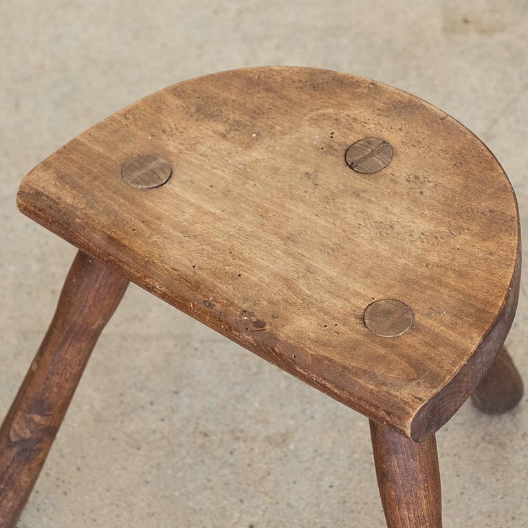French Oak Wood Tripod Stool at 1stDibs