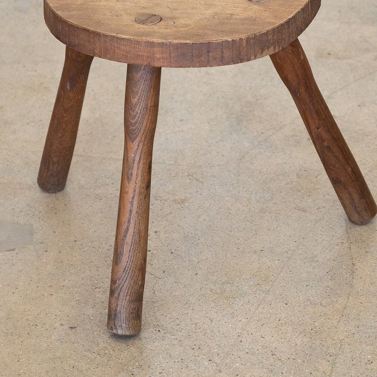 French Oak Wood Tripod Stool at 1stDibs