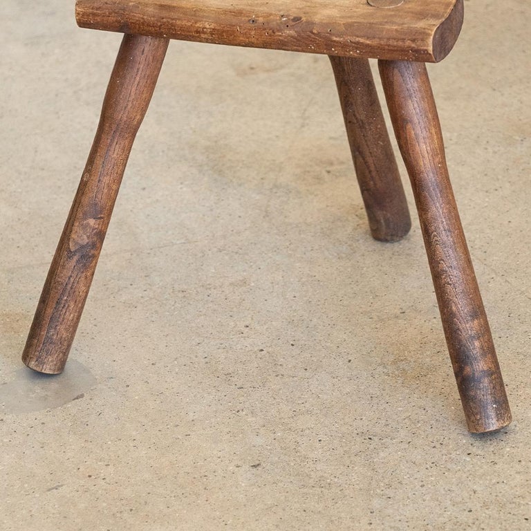 French Oak Wood Tripod Stool at 1stDibs