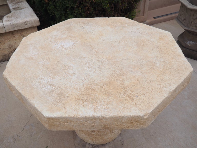 French Octagonal Center Table in Carved Limestone from Provence For ...