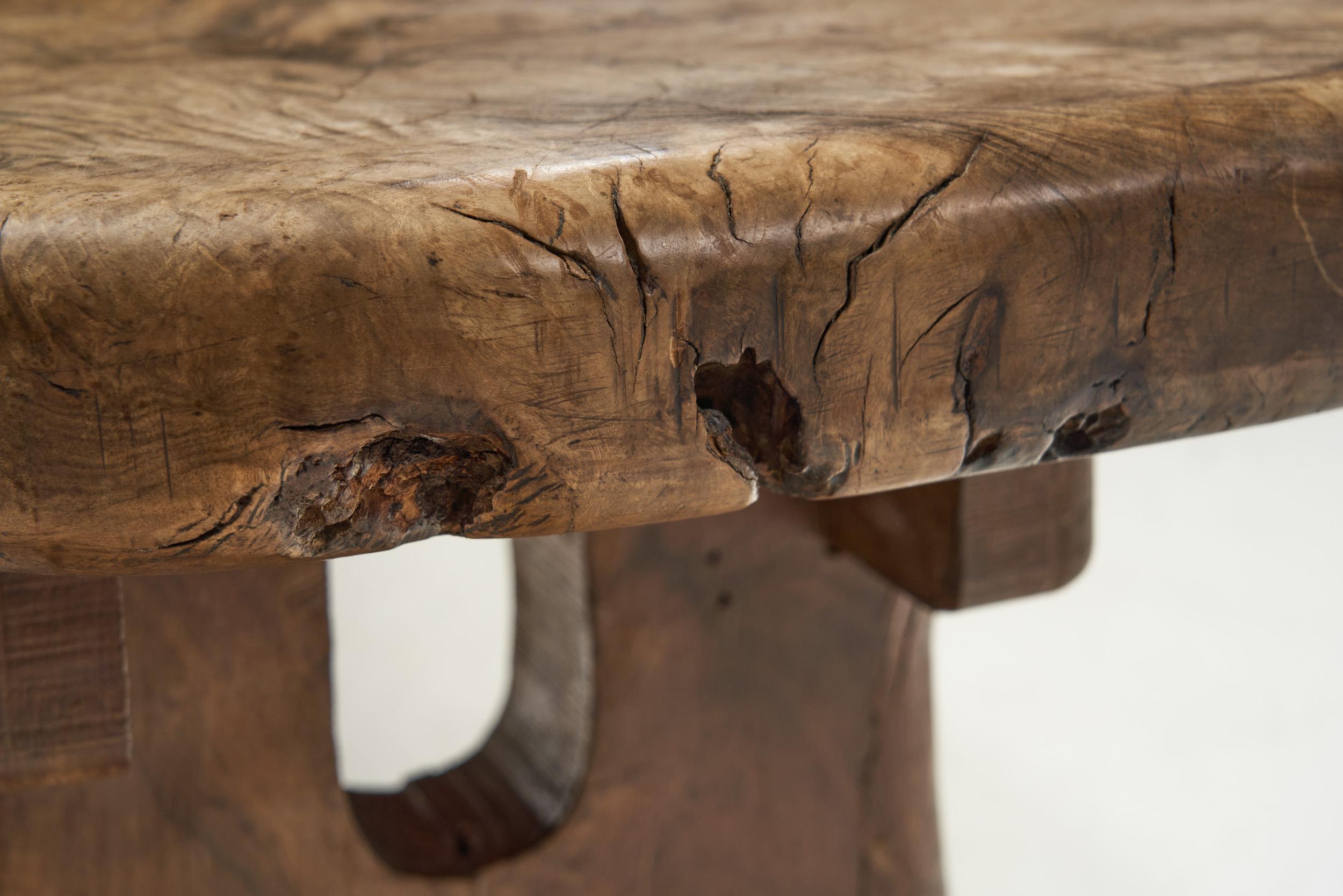French Olive Wood Bench, France, 1970s at 1stDibs