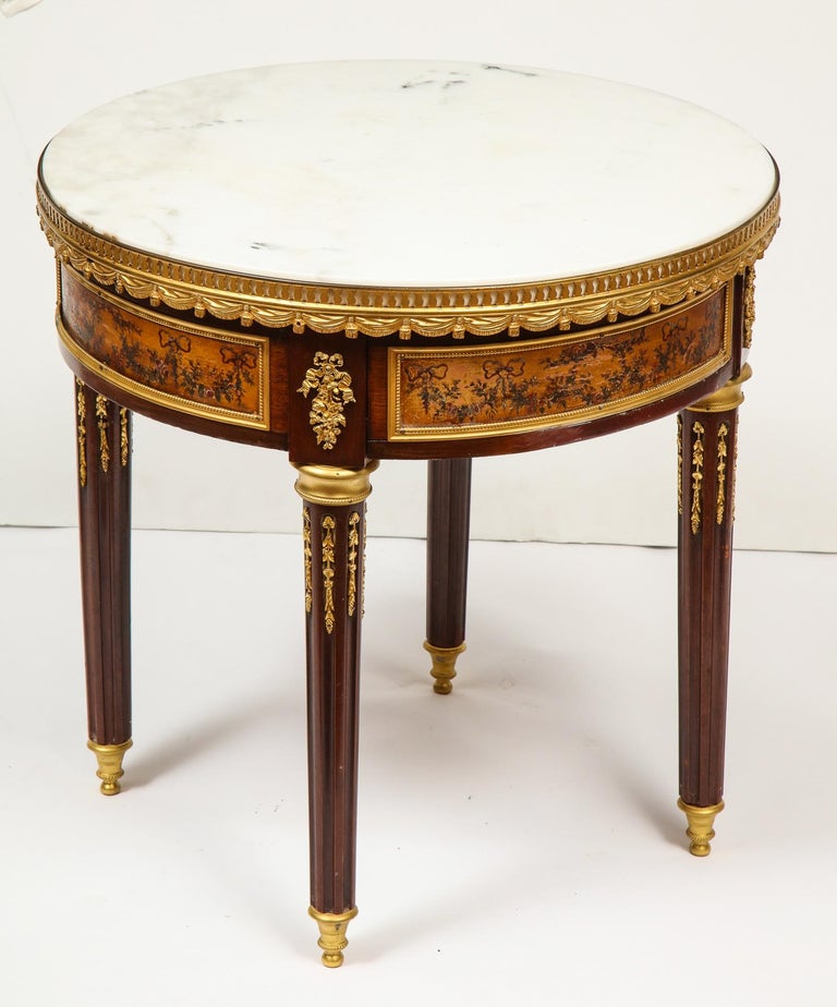 French Ormolu and Vernis Martin Low Table Gueridon with Marble Top ...