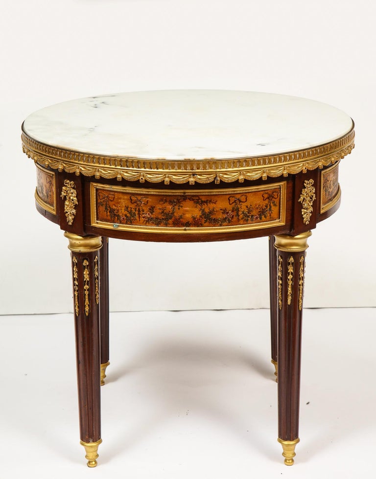 French Ormolu and Vernis Martin Low Table Gueridon with Marble Top ...