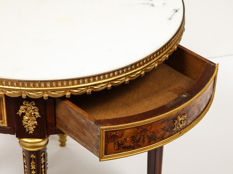French Ormolu and Vernis Martin Low Table Gueridon with Marble Top ...