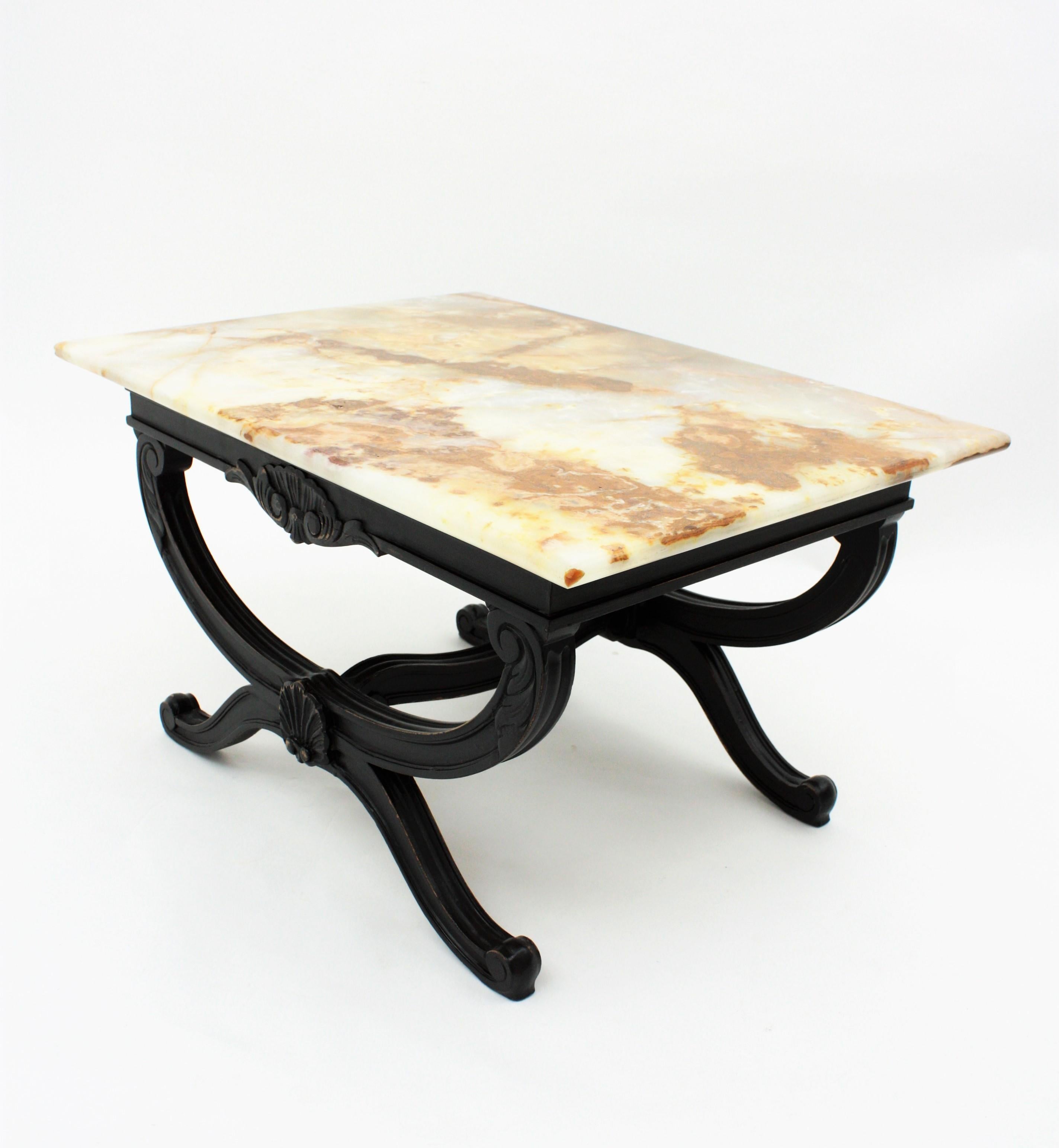 French Onyx and Wood Coffee Table For Sale at 1stDibs | onyx coffee table