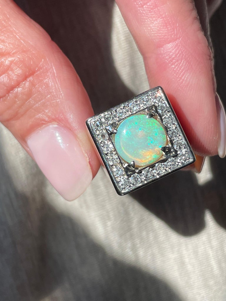 French, Opal and Diamond Ring For Sale at 1stDibs