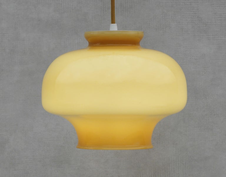 French Opaline Glass Pendant Light, C1970 FREE SHIPPING For Sale at 1stDibs