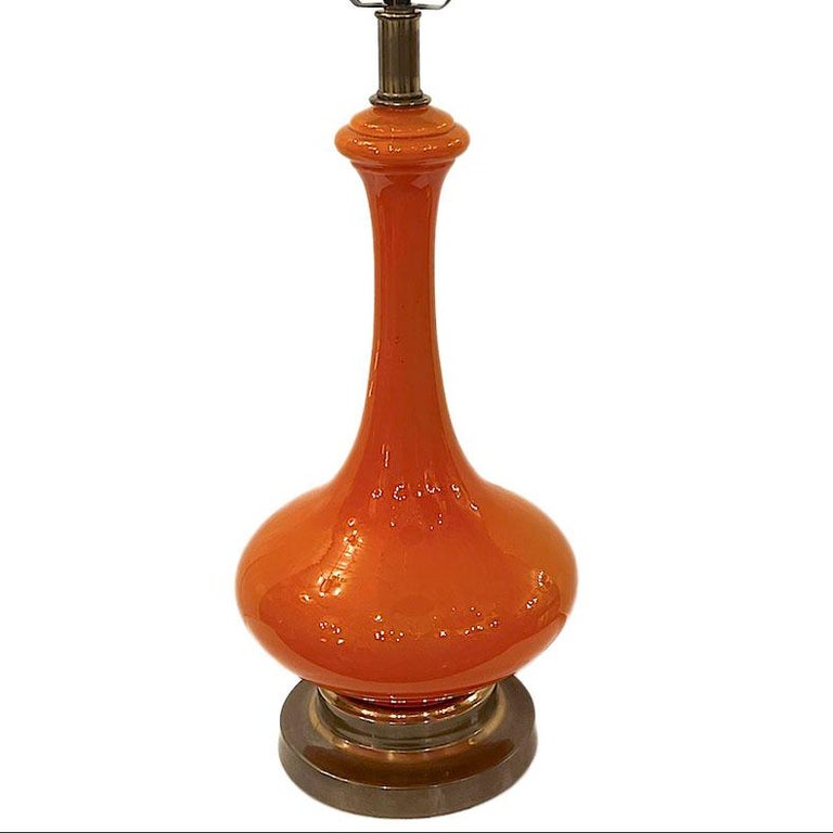 French Orange Glass Table Lamp For Sale at 1stDibs