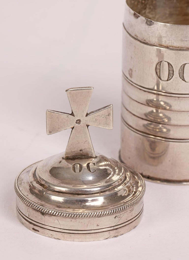 French Original Cased Pair Silver Baptismal Oil Containers For Sale at ...