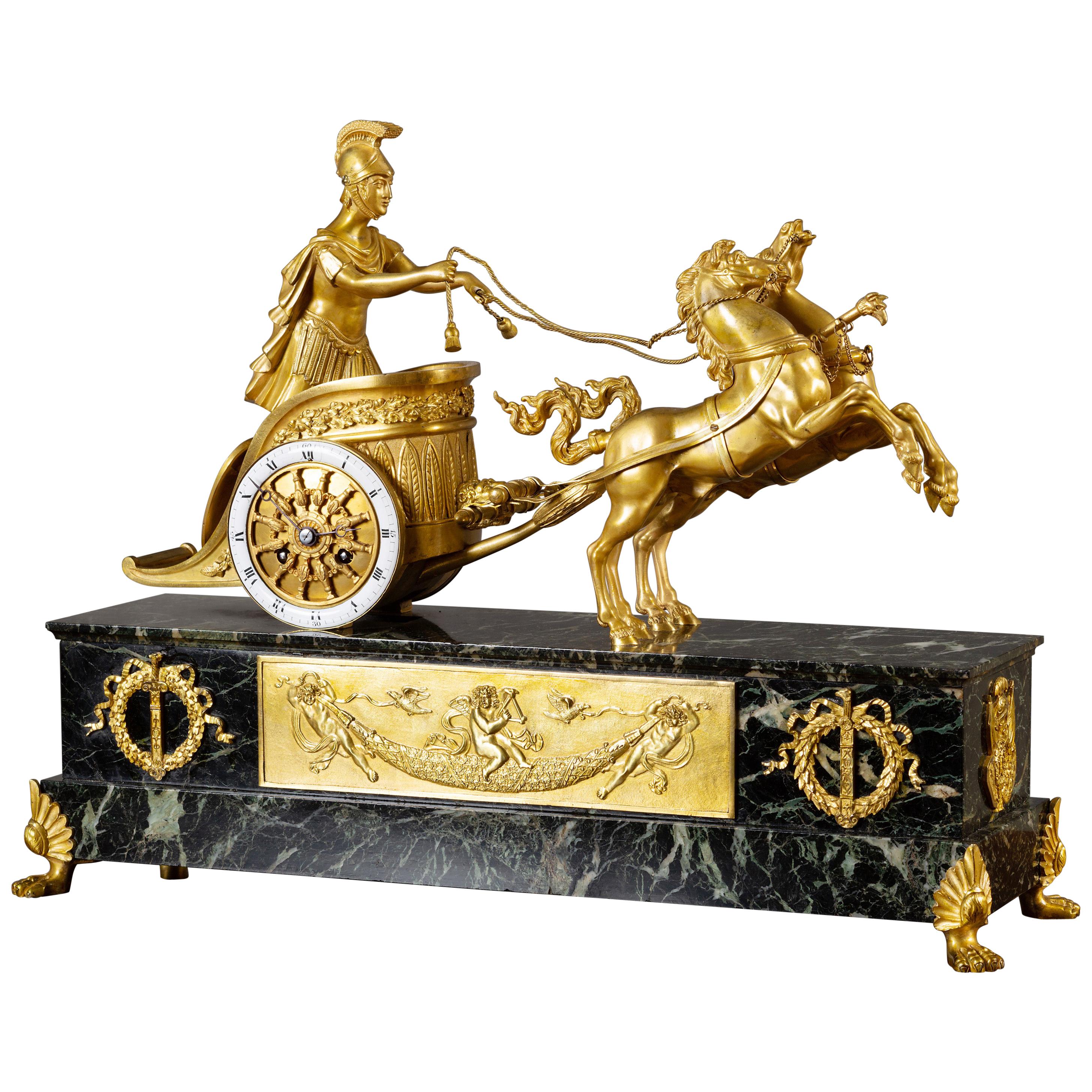 Antique French Ormolu and Marble Boudoir Clock Set by Vincenti For Sale ...