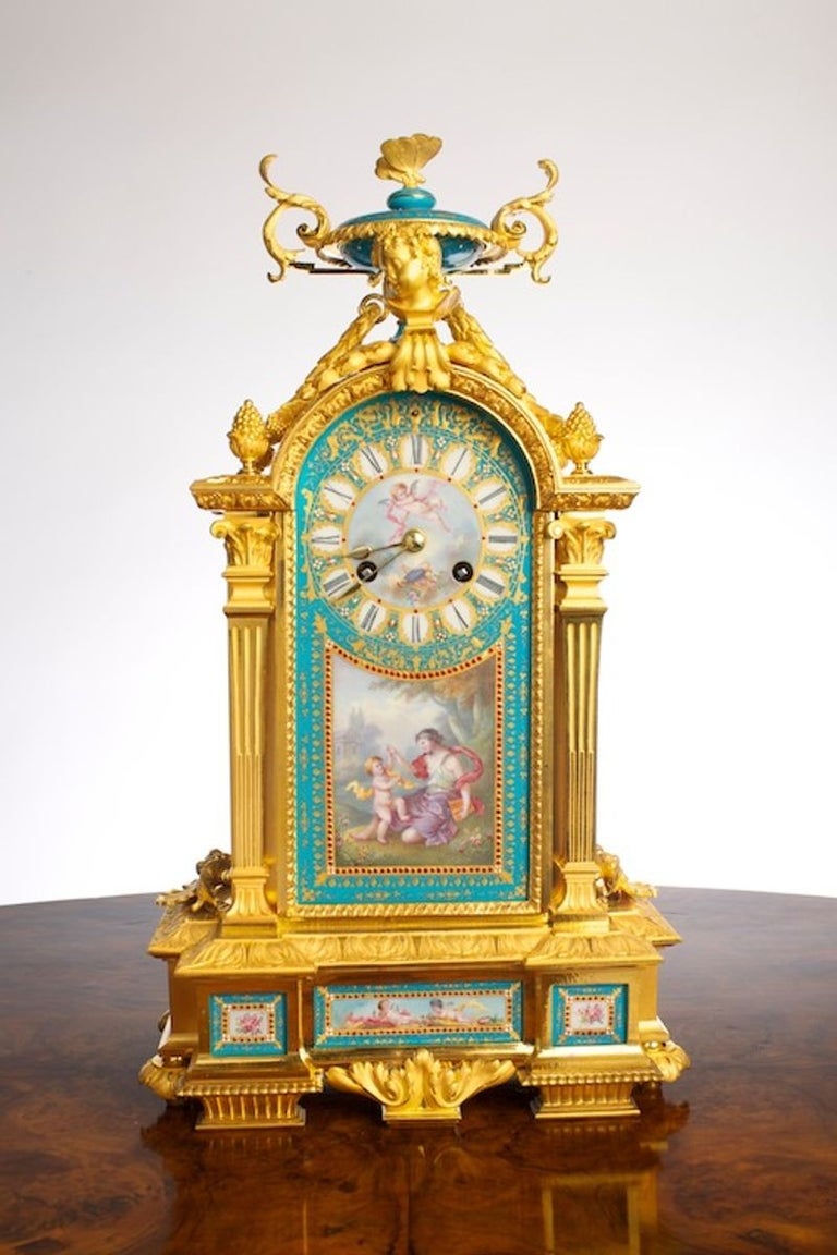 French Ormolu and Porcelain Mantel Clock by Samuel Marti, Paris For ...
