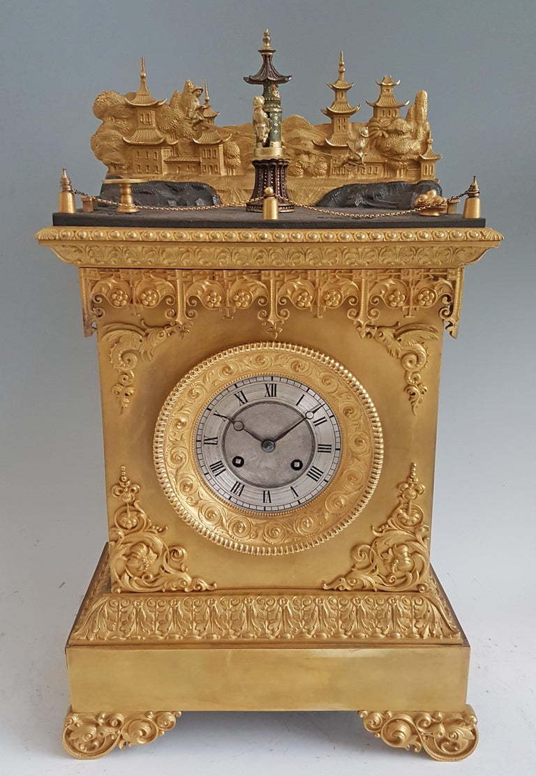 French Ormolu Chinoiserie Automaton Mantel Clock attributed to J.F ...