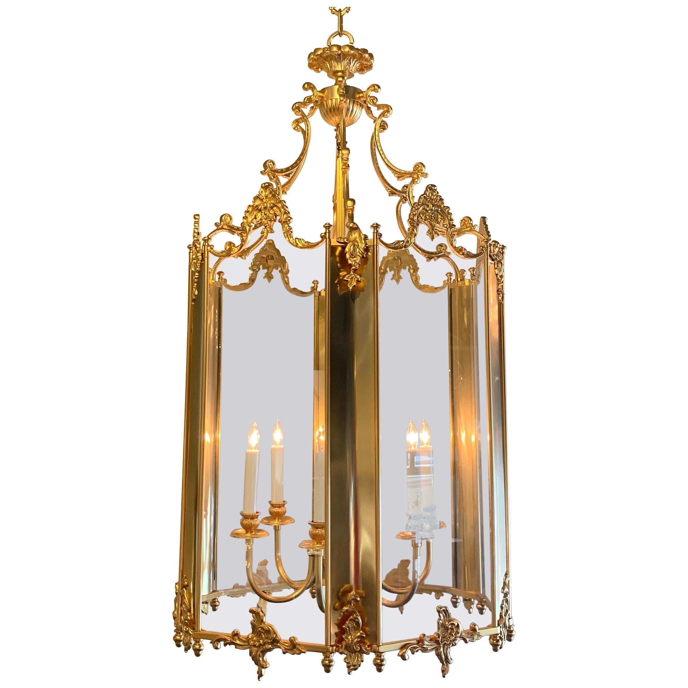 French Ormolu and Glass Lantern For Sale at 1stDibs