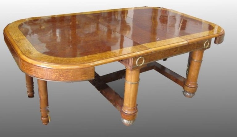 French Ormolu-Mounted Lacewood Dining Table For Sale at 1stDibs