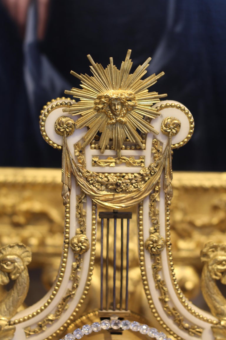 French Ormolu Mounted Marble Lyre Clock, Mid-19th Century For Sale at ...
