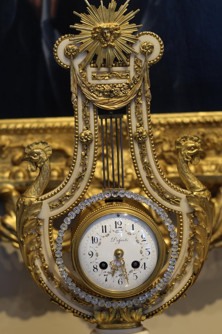 French Ormolu Mounted Marble Lyre Clock, Mid-19th Century For Sale at ...