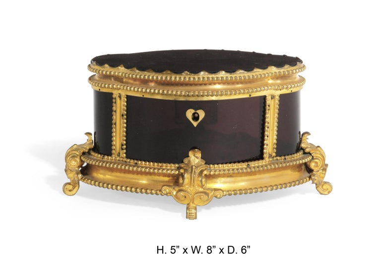 French Ormolu-Mounted Ruby Glass Box, 19th Century at 1stDibs