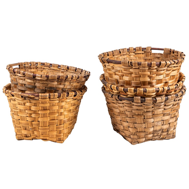French Oversized Woven Baskets at 1stDibs
