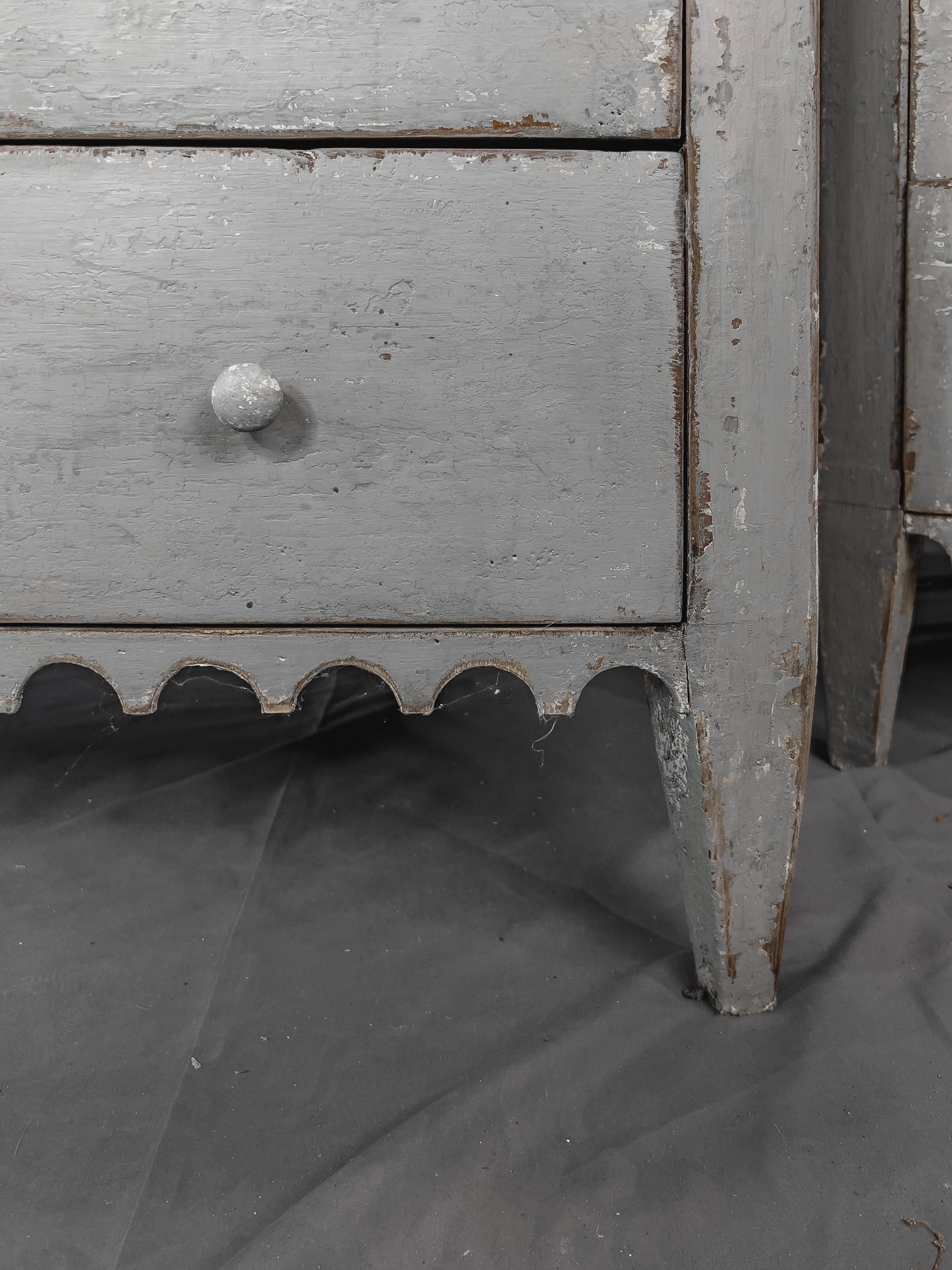 French Painted Antique Chest of Drawers with Scalloped Apron 2 ...