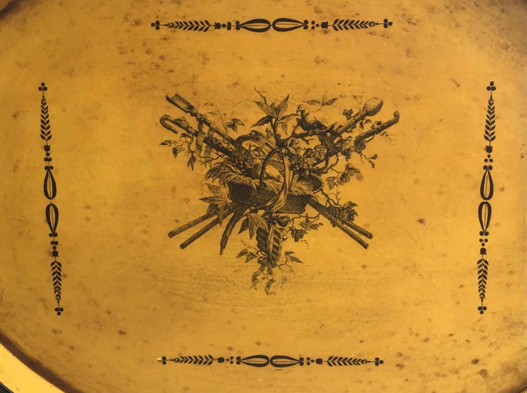 French Painted Mustard and Black Tole Tray For Sale at 1stDibs