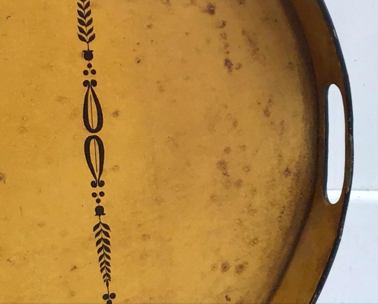 French Painted Mustard and Black Tole Tray For Sale at 1stDibs