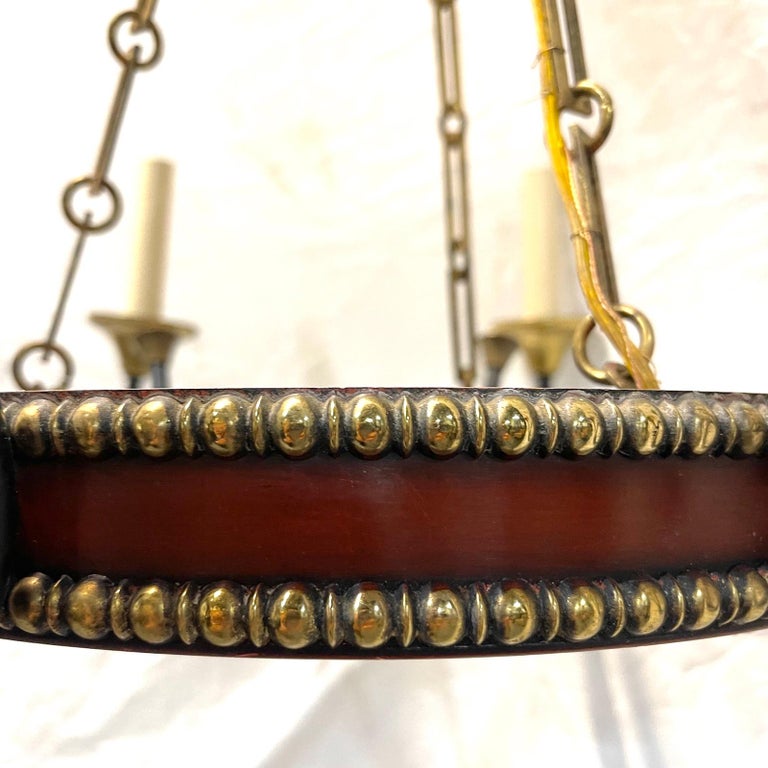 French Painted Red Tole Chandelier For Sale at 1stDibs