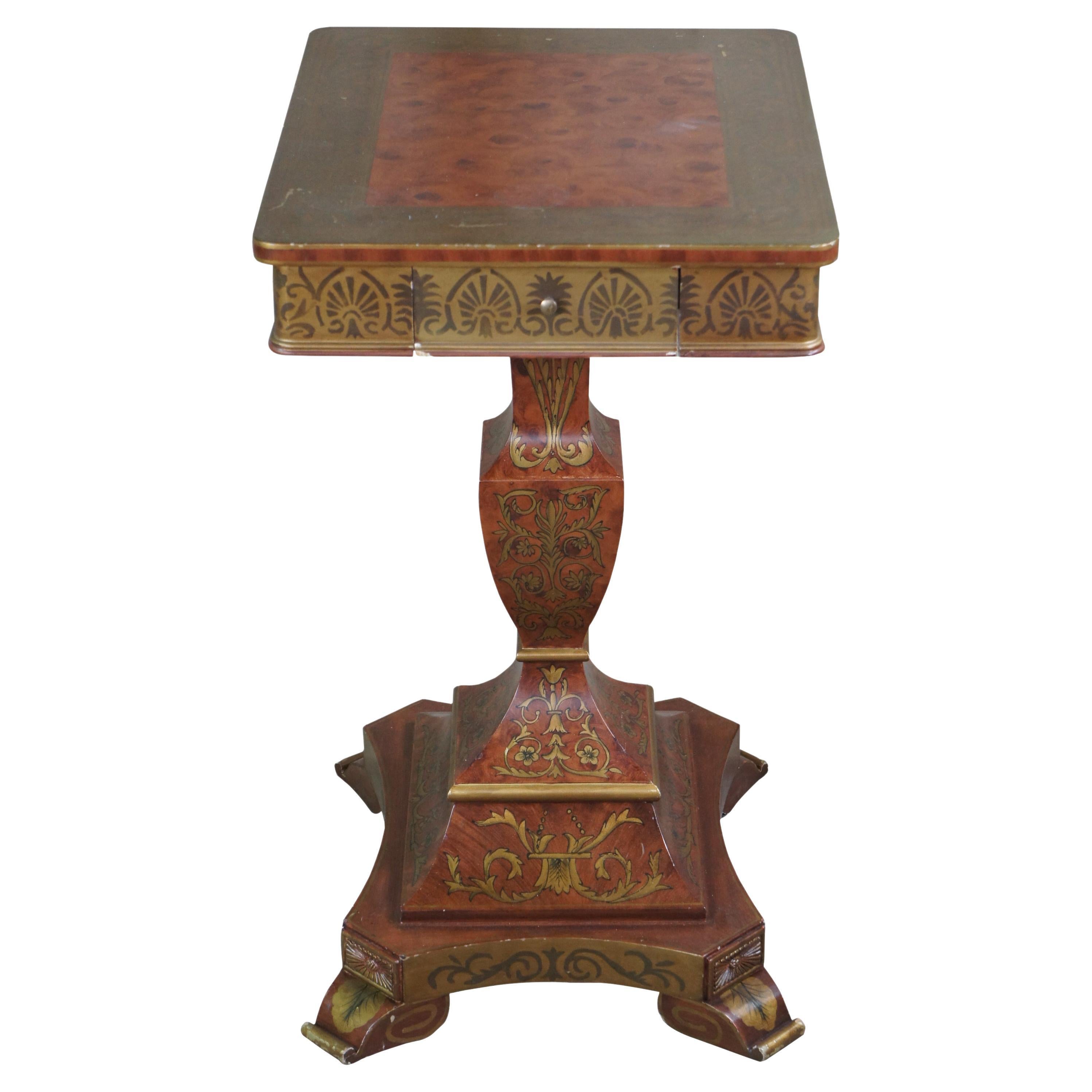 American Folk Art Marquetry Side Table at 1stDibs