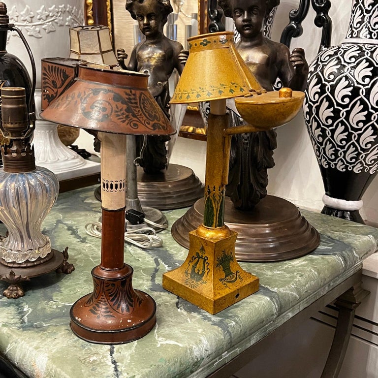French Painted Tole Lamp For Sale at 1stDibs