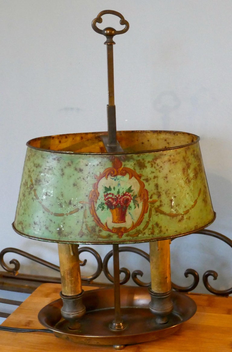 French Painted Toleware and Brass Twin Desk Lamp For Sale at 1stDibs ...