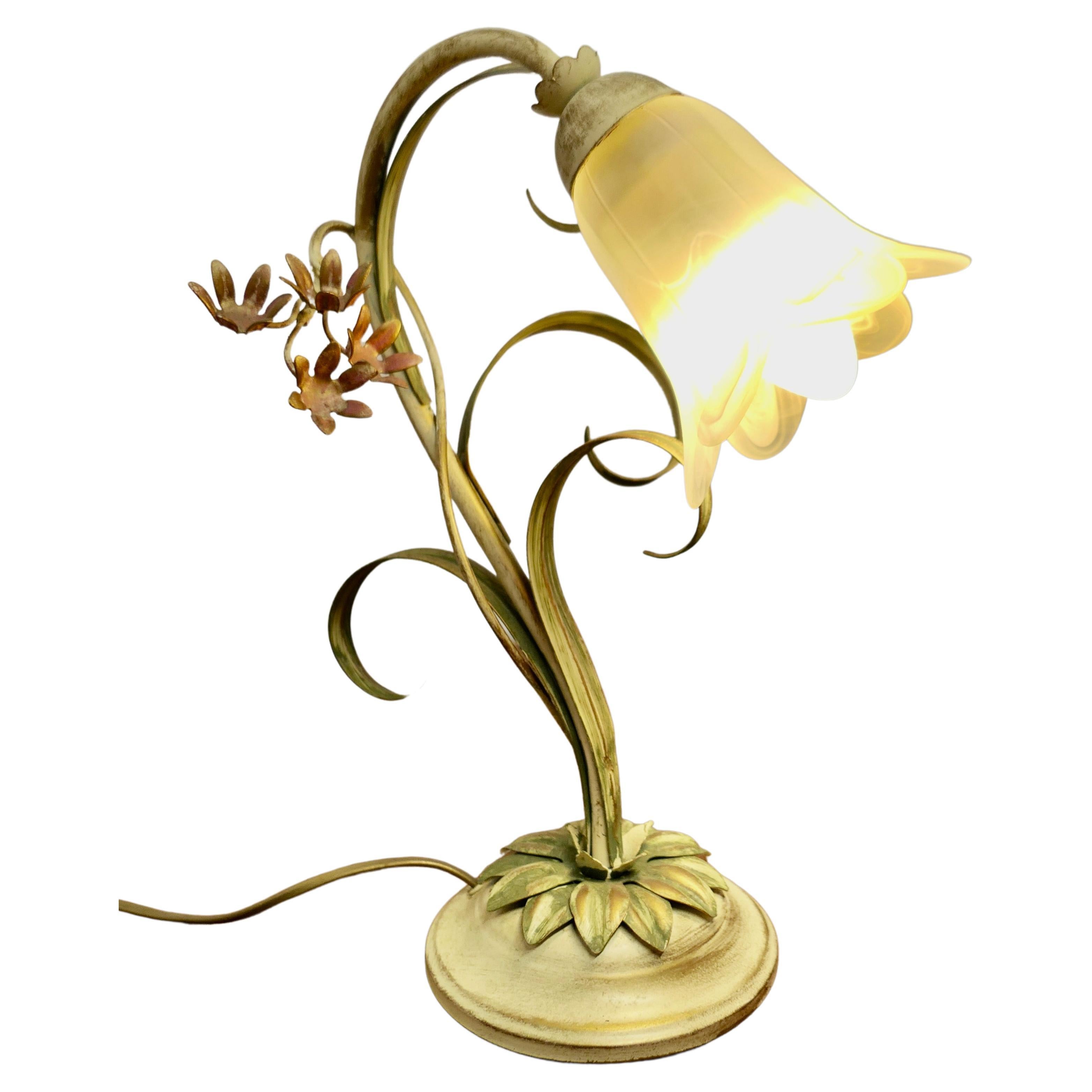 French Painted Toleware Conservatory Table Lamp For Sale at 1stDibs