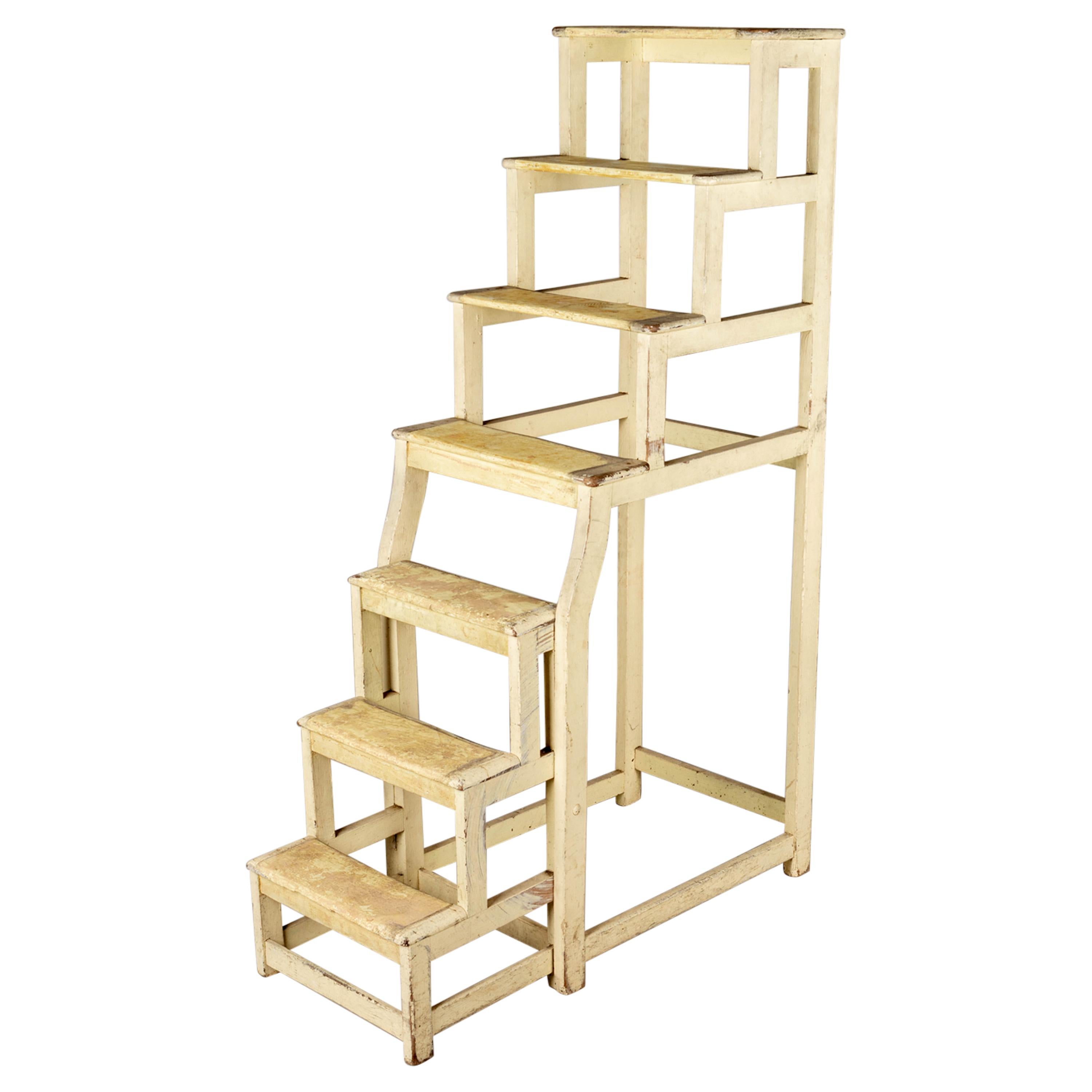 Vintage Hand Painted Wooden Step Ladder at 1stDibs