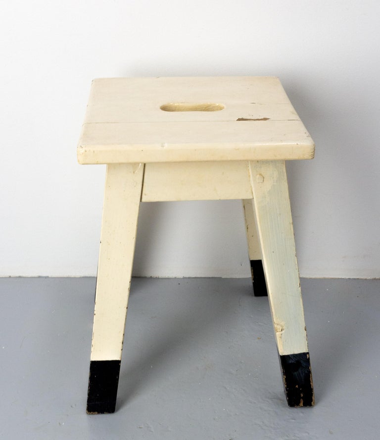 French Painted Wooden Side Stool, circa 1950 For Sale at 1stDibs